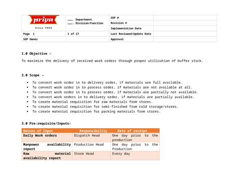 Docx Standard Operating Procedure V1 0 Docx Dokumen Tips