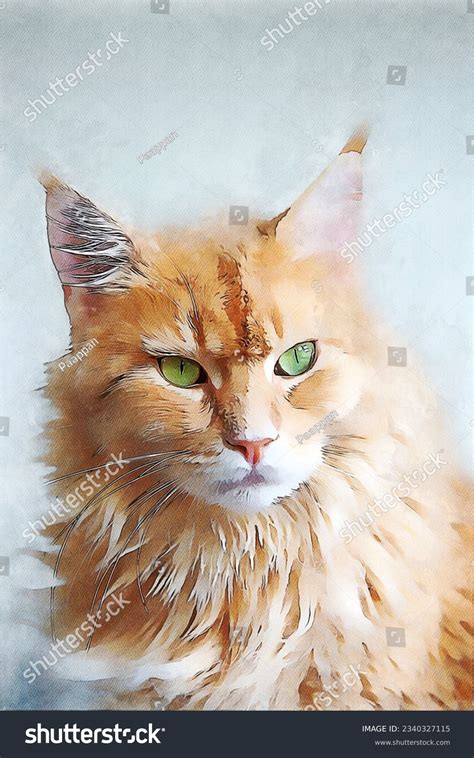 White Cate Beautiful Water Color Stock Illustration 2340327115 Shutterstock
