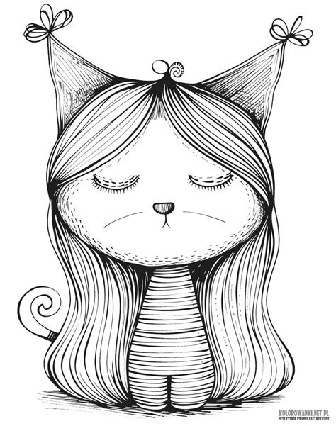Artystyczna Kolorowanka Z Kotkiem Do Druku