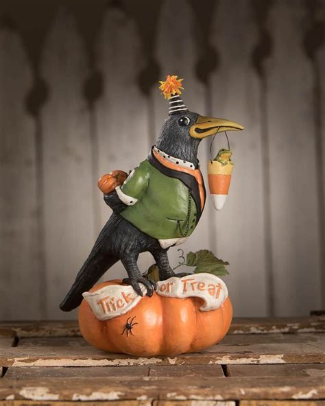 Bethany Lowe Tricky Crow Pumpkin Halloween Decoration Pumpkin