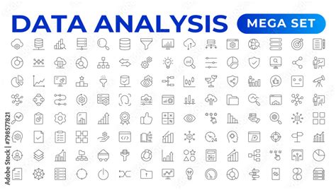 Data Analytics Icon Set Big Data Analysis Technology Symbol Containing Database Computing And