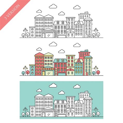 Premium Vector City Line Vector Illustration