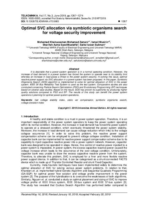 pdf optimal svc allocation via symbiotic organisms search for voltage
