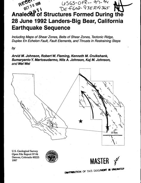 Analecta Of Structures Formed During The 28 June 1992 Landers Big Bear