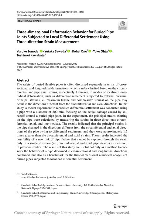 Three Dimensional Deformation Behavior For Buried Pipe Joints Subjected To Local Differential