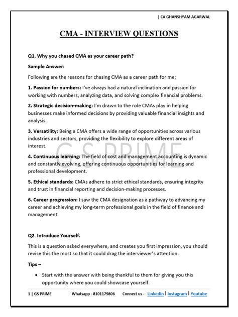 Gs Prime Cma Interview Campus Offcampus 2024 Download Free Pdf Expense Cost Accounting