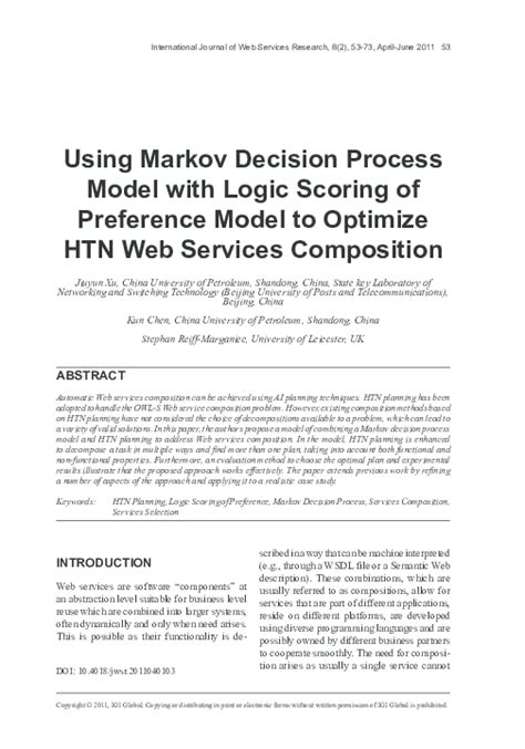 pdf using markov decision process model with logic scoring of