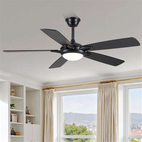 Kviflon 52 In Indoor Outdoor Modern Black Ceiling Fans With Dimmable 3