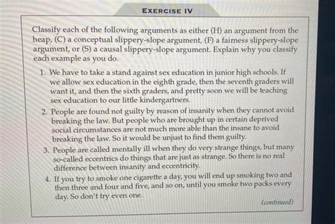 Exercise Iv Classify Each Of The Following Arguments Chegg