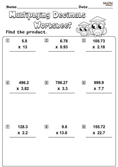 Decimal Multiplication Worksheets With Double Digit Multipliers Multiplying Decimals Decimal Multiplication Worksheets With Double Digit Multipliers Multiplying Decimals