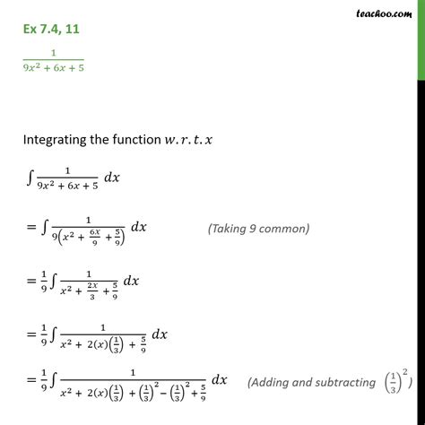 Ex 7.4, 11 - Integrate 1 / 9x2 + 6x + 5 - Class 12 NCERT