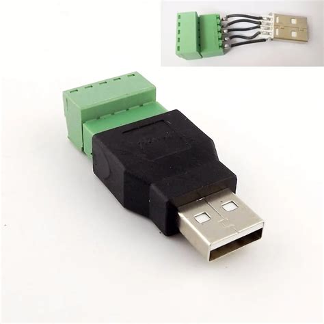 Pcs USB Type A Male To Pin Screw With Shield Terminal Plug Adapter Connector In Data