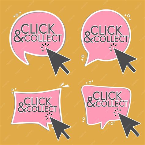 Premium Vector Click And Collect Button With Cursor Button With Hand Pointer Clicking Click