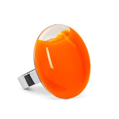 Glass Ring Galet Medium Milk Orange Pylones