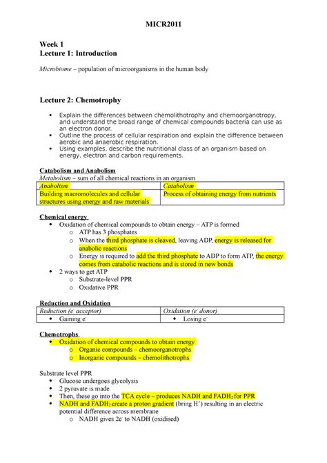 Microbiology Of Micro Organisms Full Term Lecture Notes Week Lecture Introduction Studocu