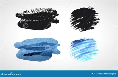 black and blue grunge hand drawn blobs vector set stock vector