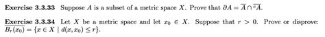 Solved Exercise 3 3 33 Suppose A Is A Subset Of A Metric