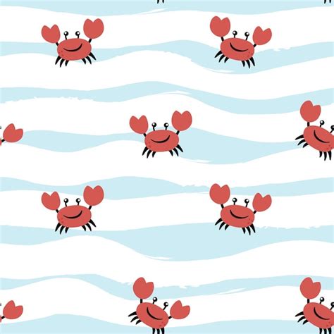 Premium Vector Deep Ocean Or Sea With Crab And Wave Vector Seamless