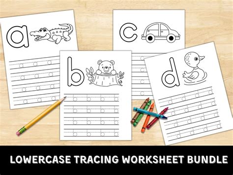 Lowercase Alphabet Tracing ABC Worksheets Easy Printable Etsy
