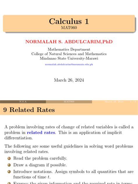 9 Related Rates Pdf Derivative Variable Mathematics