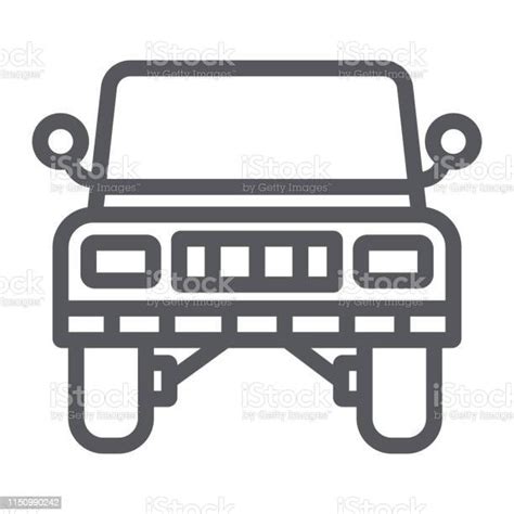 라인 아이콘 교통 및 자동 Suv 기호 벡터 그래픽 흰색 바탕에 선형 패턴 사파리 여행에 대한 스톡 벡터 아트 및 기타 이미지