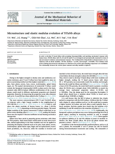 Pdf Microstructure And Elastic Modulus Evolution Of Titanb Alloys