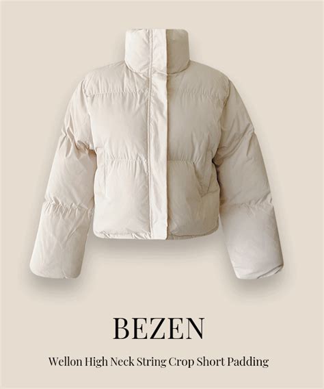 [웰론소재 4color] 베즌 웰론 하이넥 스트링 크롭 숏 패딩 에이블리