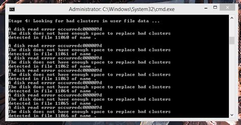 Disk Does Not Have Enough Space To Replace Bad Clusters
