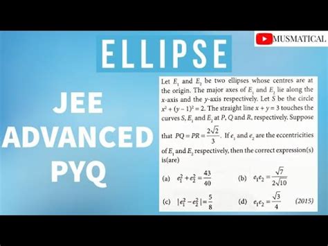 JEE ADV PYQ ELLIPSE YouTube JEE ADV PYQ ELLIPSE YouTube