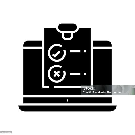 컴퓨터 테스트 블랙 아이콘 컨셉 일러스트레이션 벡터 플랫 심볼 글리프 기호 0명에 대한 스톡 벡터 아트 및 기타 이미지 0명