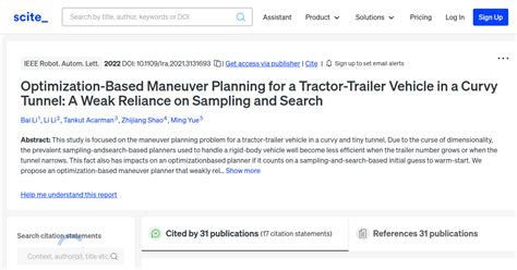 [citation Report] Optimization Based Maneuver Planning For A Tractor Trailer Vehicle In A Curvy