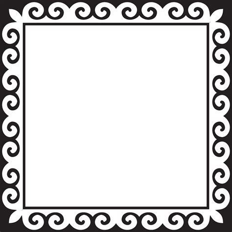 Vector Black Monochrome Square Kazakh National Ornament Ethnic Pattern