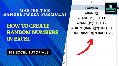 how to create random numbers in excel randbetween function in excel