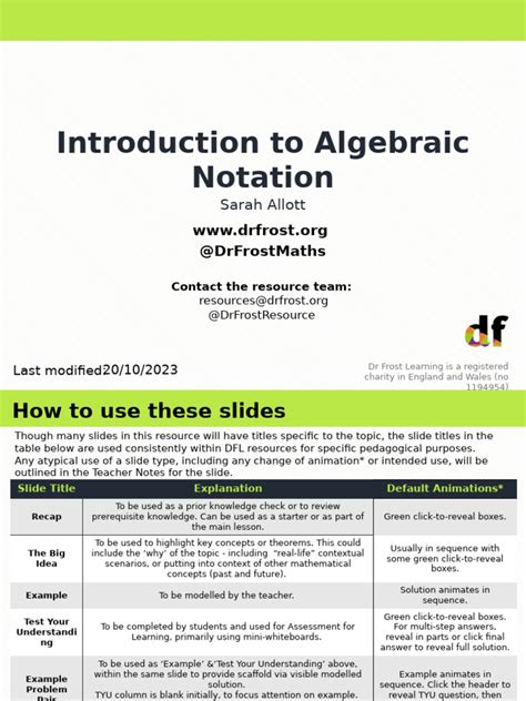 585 Introduction To Algebraic Notation Lesson Pdf