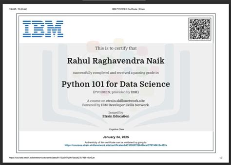Ibm Datascience Pythonprogramming Certification Continuouslearning