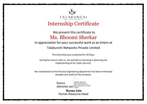 Internship Ai Cybersecurity Learning Growth Networking