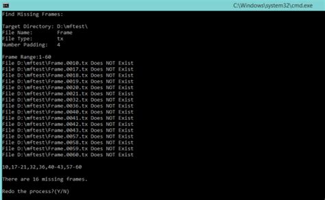 finding missing frames in a sequence