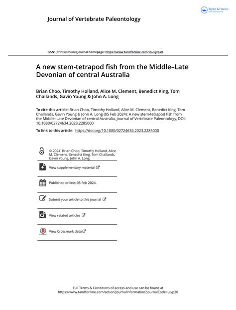 Pdf A New Stem Tetrapod Fish From The Middle Late Devonian Of Central