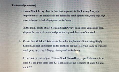 Solved Tasksassignmentss 1 Create Stackarray Class In