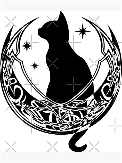 Celtic Moon Cat Stars Poster For Sale By Depicg Redbubble