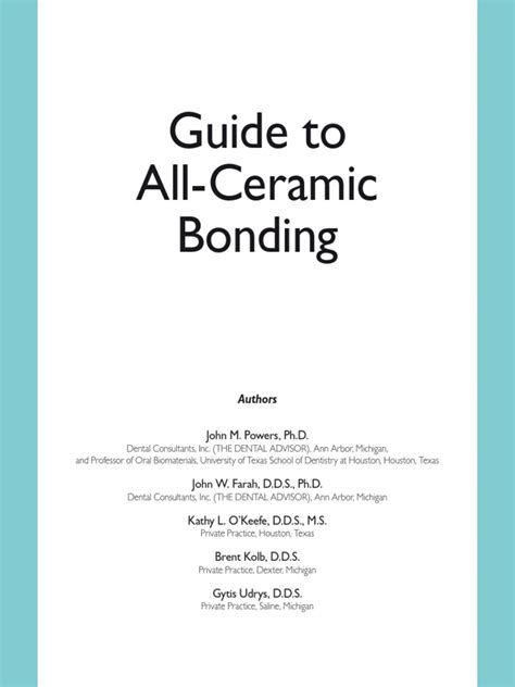 Guide To All Ceramic Bonding Pdf Ceramics Dentistry Branches