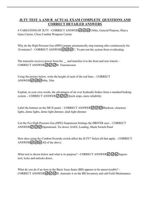 Jltv Test A And B Actual Exam Complete Questions And Correct Detailed Answers Jltv Stuvia Us