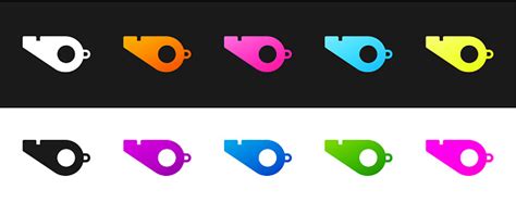 흑백 배경에 격리된 휘파람 아이콘을 설정합니다 심판 기호 피트니스 및 스포츠 표지판 벡터 일러스트레이션 Championship에 대한 스톡 벡터 아트 및 기타 이미지