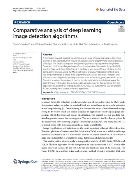 pdf comparative analysis of deep learning image detection algorithms
