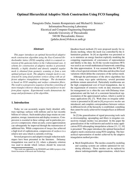 pdf optimal hierarchical adaptive mesh construction using fco sampling