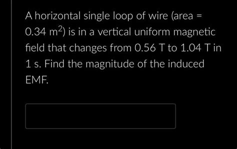Solved A Horizontal Single Loop Of Wire Area M Is Chegg