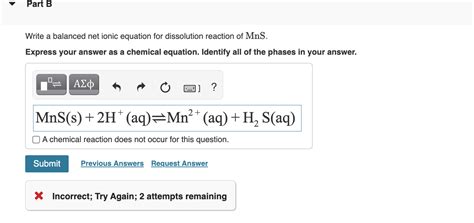 Solved Write A Balanced Net Ionic Equation For Dissolution
