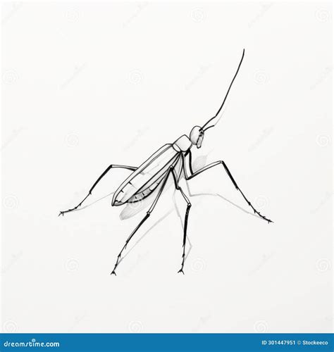 Minimalistic Black Insect Drawing Conceptual Minimalism Artwork Stock