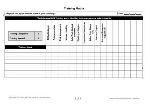 Safety Training Matrix Template