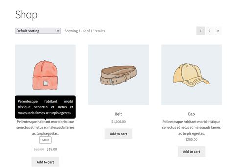 Woocommerce Shop Product Description